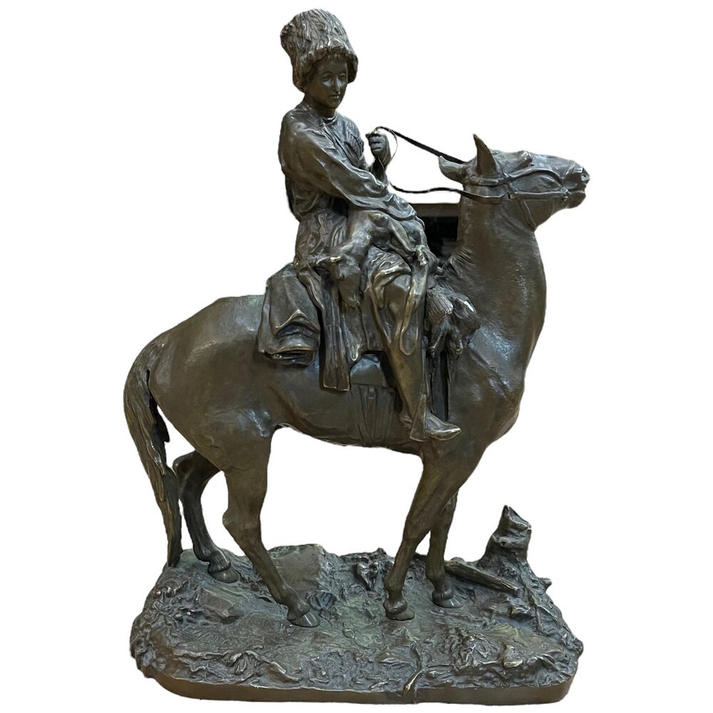 Бронзовая скульптура "Осетин на коне с убитым джейраном" 1870-1877 гг. Е. Лансере, Российская империя