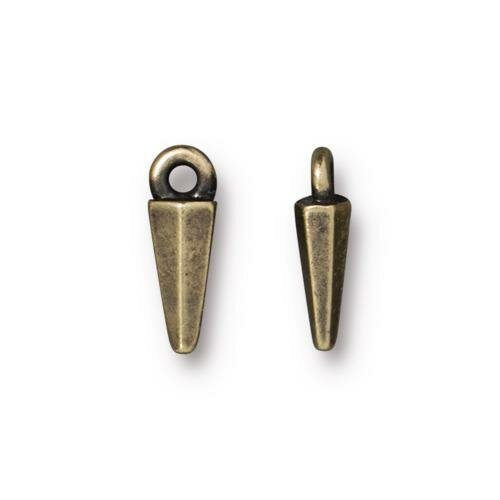 Подвеска, 13х4.3х3.5мм, TierraCast, Кинжал стилизованный малый, базовый материал - оловянный сплав, бронзовый с чернением, 2 шт.