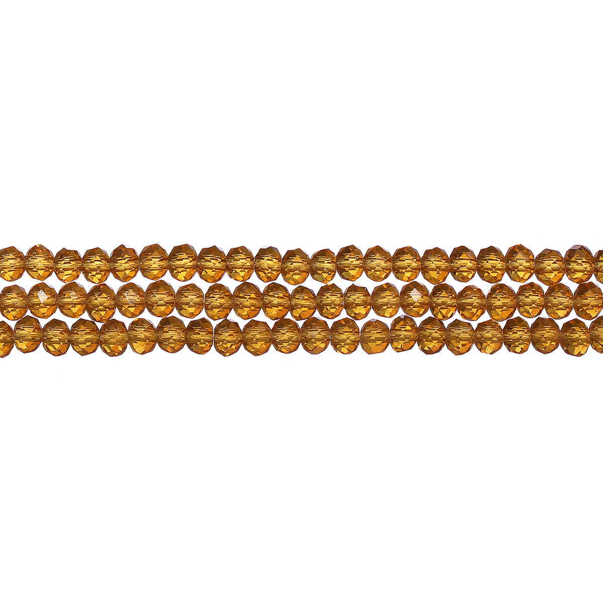 Бусины стеклянные, 4х3.5мм, граненые, рондели, янтарно-жёлтые, 150 шт, низка