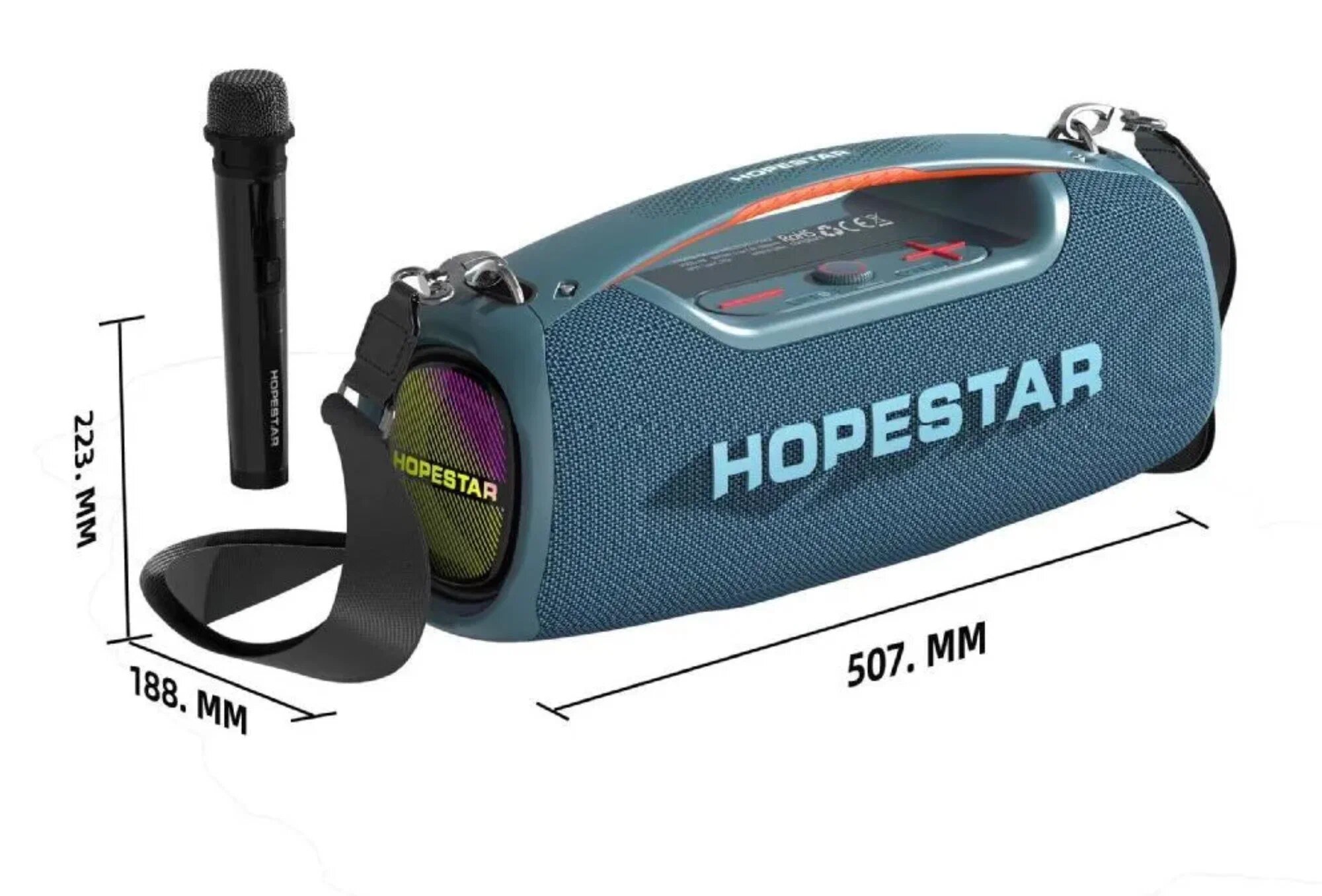 Портативная Bluetooth колонка HOPESTAR A60-100W, Черный с микрофоном и LED подсветкой, функция TWS