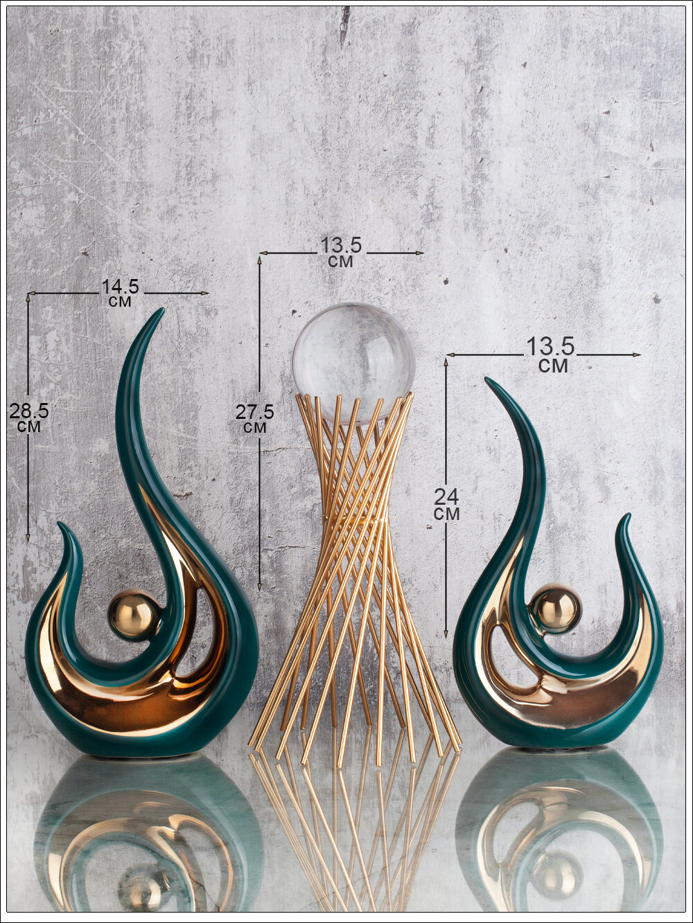 Статуэтки трио изумрудный жемчуг - 2 (3 штуки в комплекте)