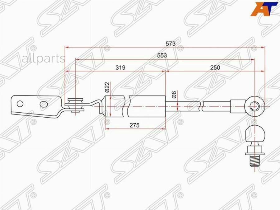 SAT ST-63269SA000 Амортизатор крышки багажника Subaru Forester 02-08 (Справа)