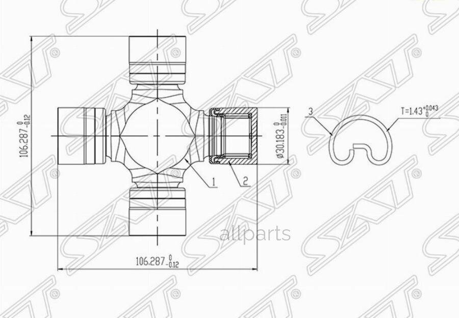 SAT ST-C7126-ZE00A Крестовина карданного вала Infiniti QX56 04-10 / Nissan Armada 03-16