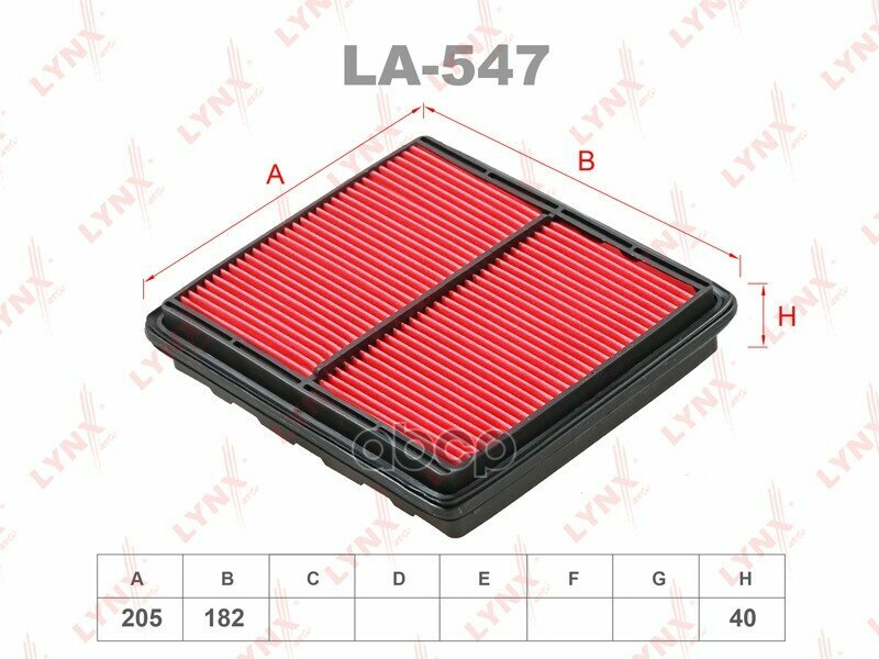 Фильтр воздушный HONDA Civic 1.5-1.6 16V 91-95/1.4-1.8 16V 97-01, ISUZU Gemini 1.5-1.6 93-97 LYNXauto арт. LA-547