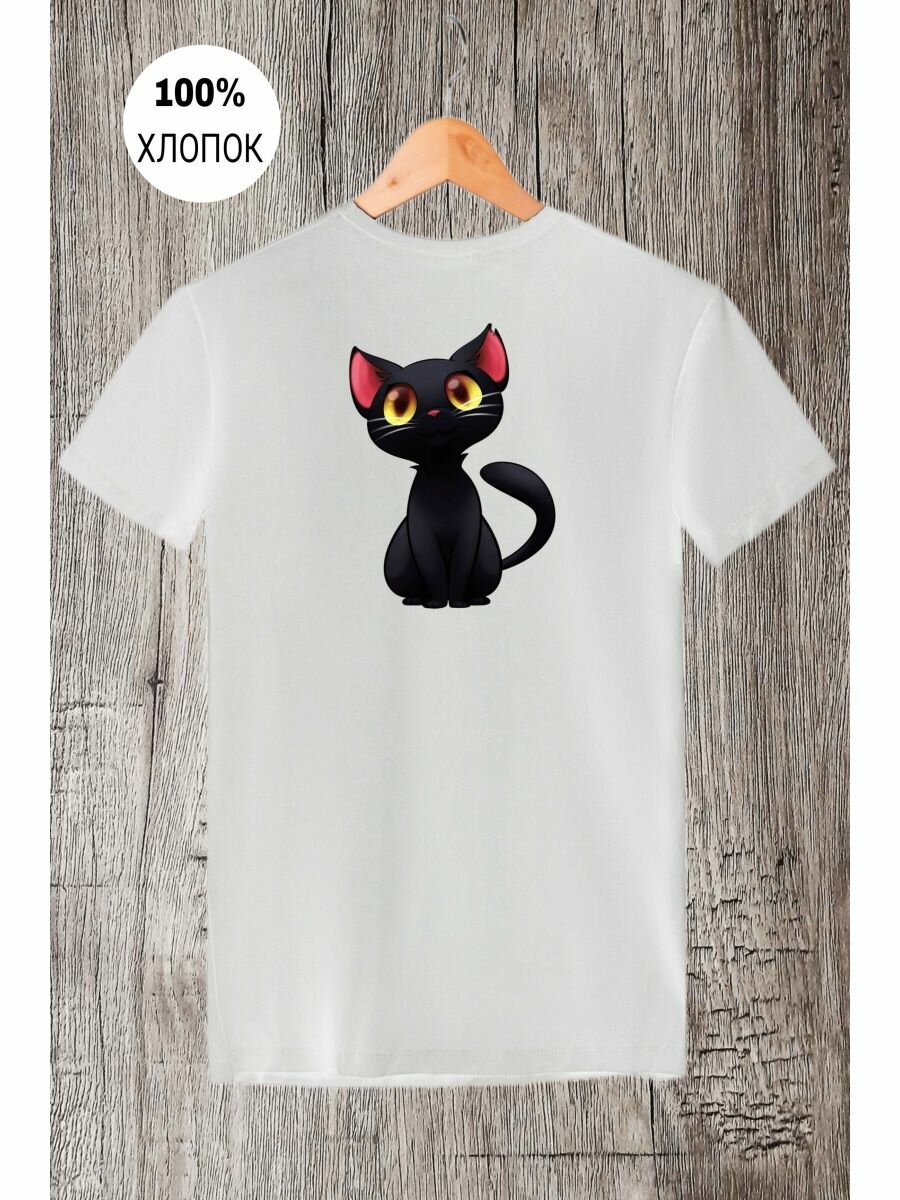 Футболка черная кошка black cat мультяшка