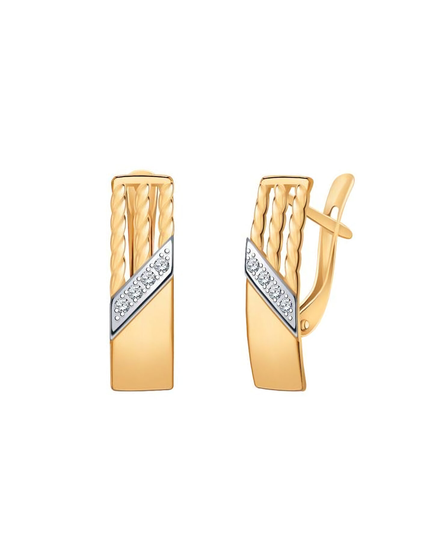 Серьги, красное золото, 585 проба, фианит