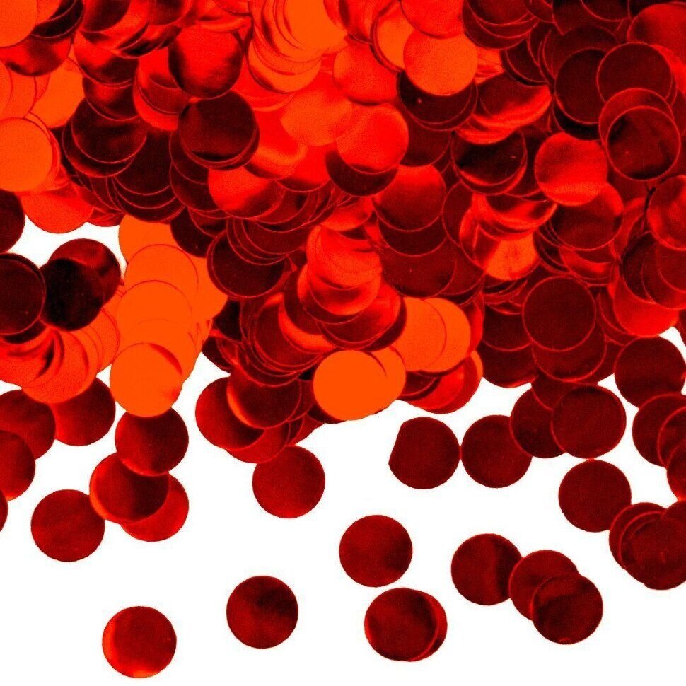 Конфетти фольга Круг, Красный, Металлик, 1 см, 50 г.
