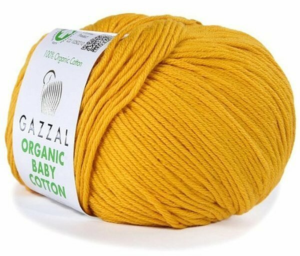Пряжа Gazzal ORGANIC BABY COTTON 447 т. желтый (5 мотков)