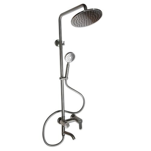 MAGNUS 9237, Душевая стойка со смесителем (нержавеющая сталь, поворотный излив, 2 лейки)