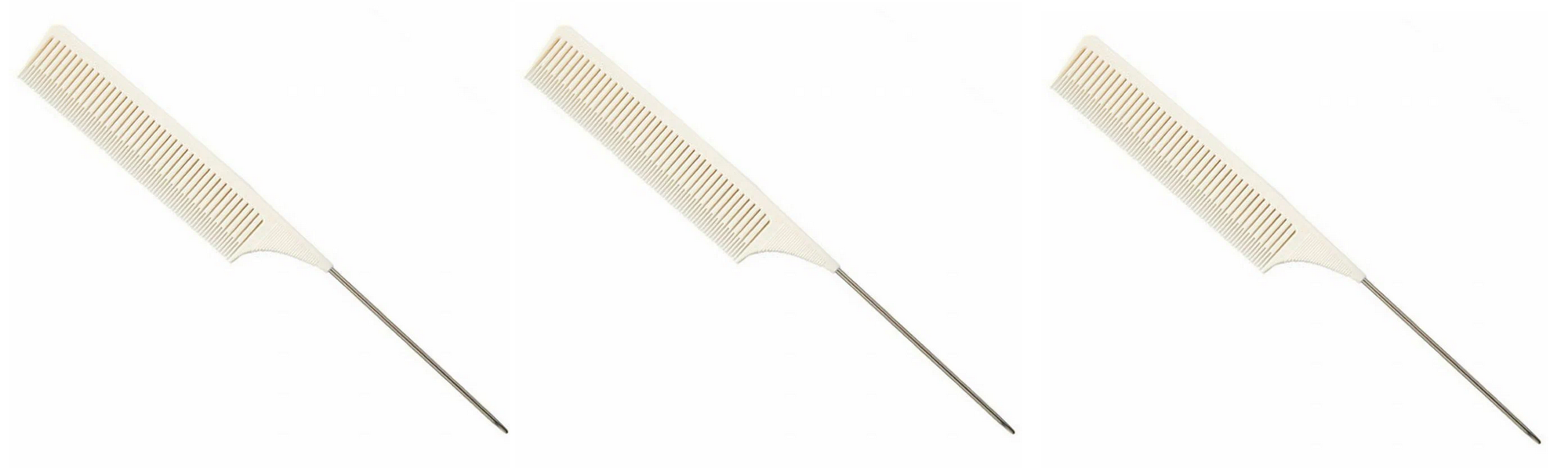 Расчёска Nail Art для мелирования, узкая, металлическая спица, белый - 3 штуки