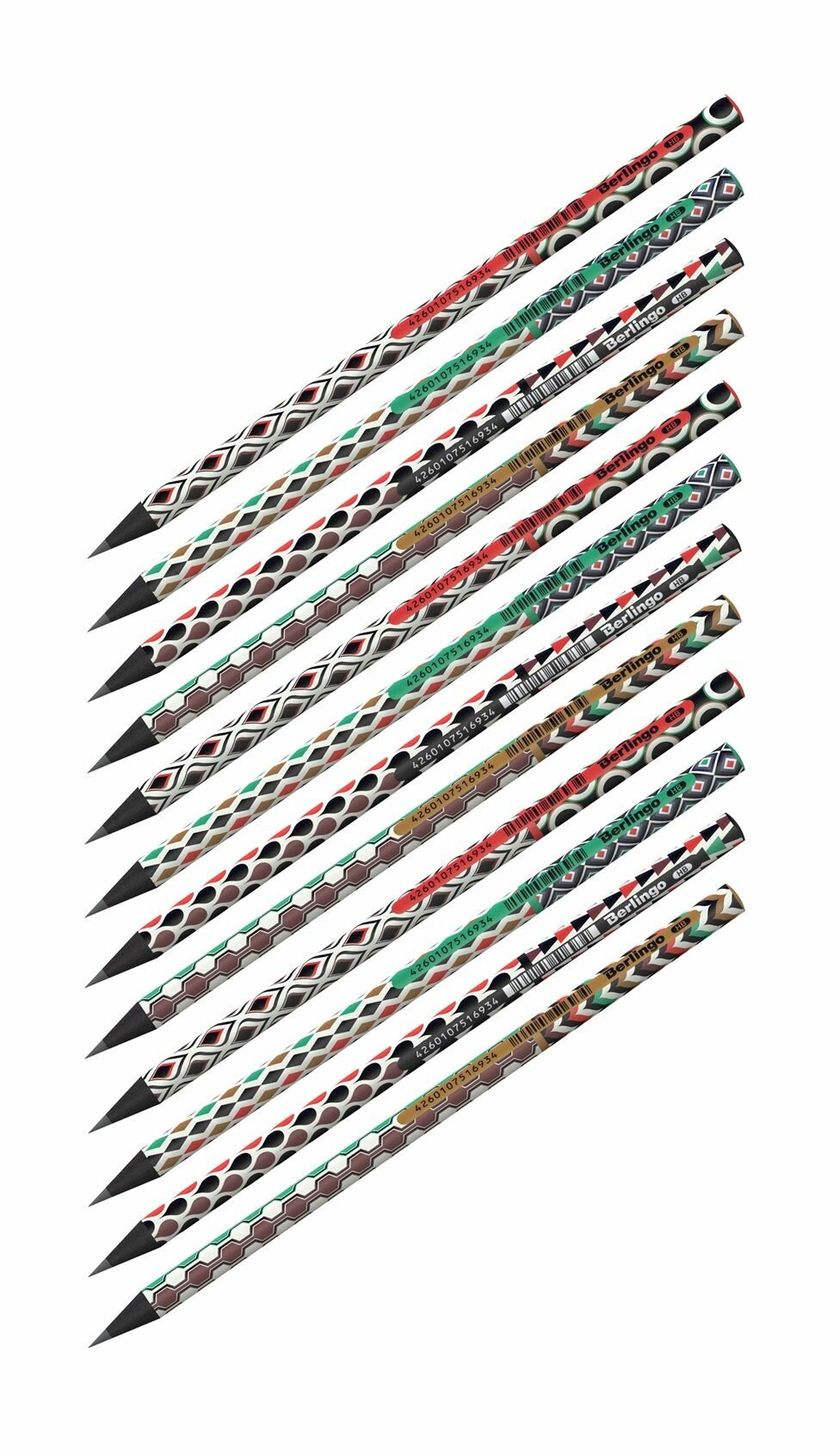 Набор из 12 шт. - Карандаш ч/г Berlingo "Arcade" HB, круглый, черное дерево, заточен