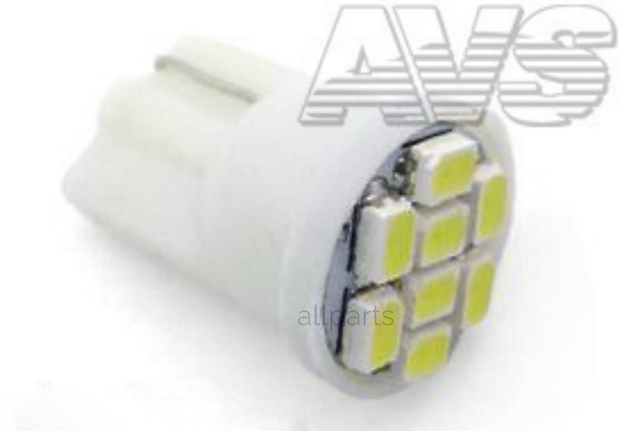 AVS A80608S к-т ламп! светодиодных T023В Т10, белый (W2.1x9.5d) 8SMD 1210, блистер 2шт\