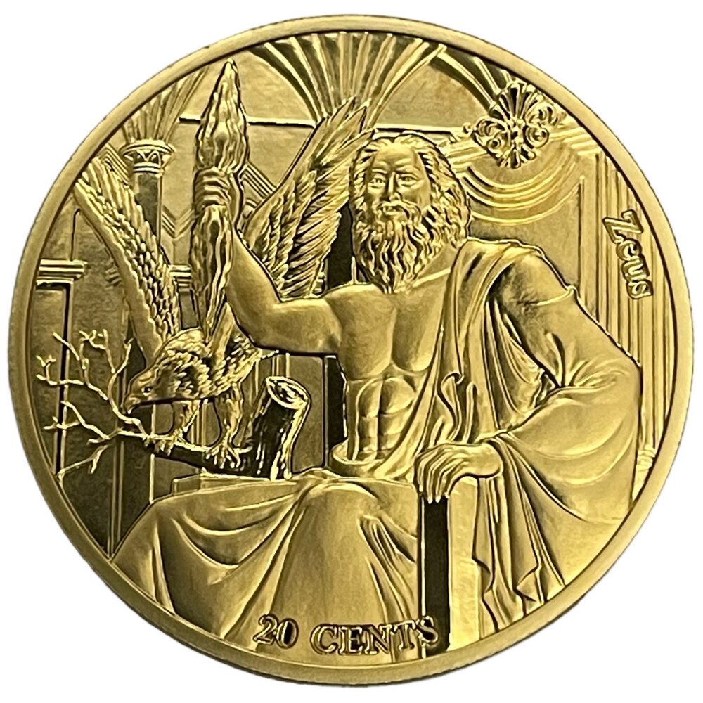 Самоа 20 центов 2021 г. (12 Олимпийских богов в зодиаке - Зевс и Лев) (Proof)
