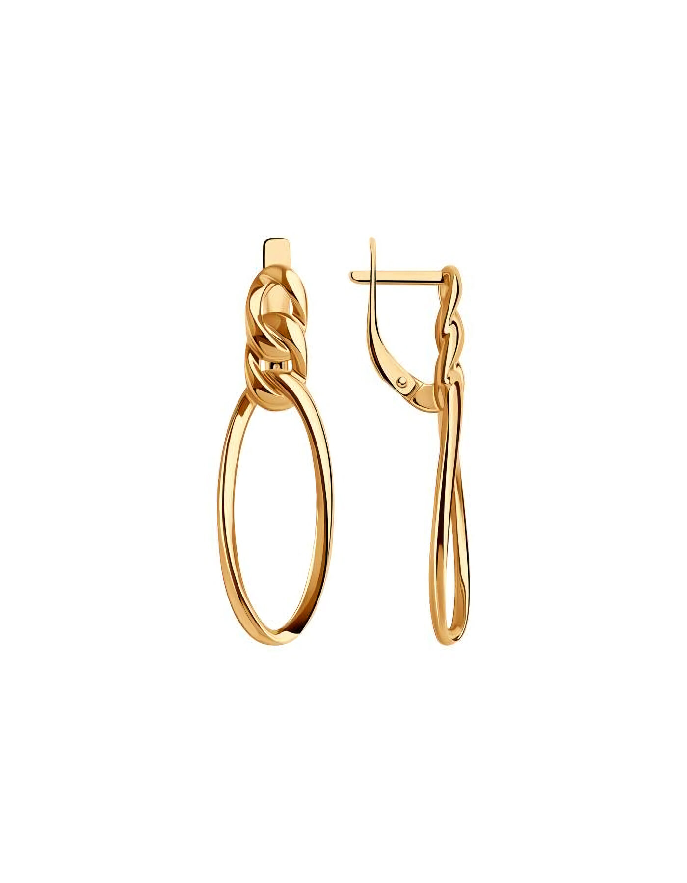 Серьги с подвесками, серебро, 925 проба, золочение