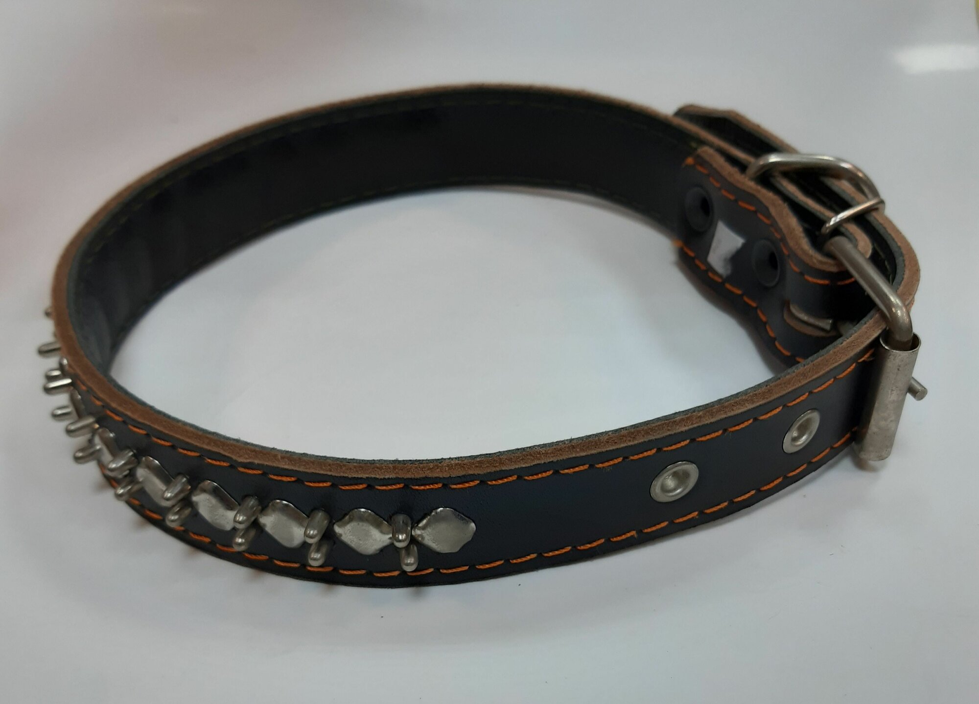 Ошейник для собаки "Шипы", кожаный, повседневный, для крупных и средних пород, черный