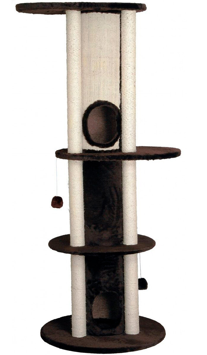 Комплекс для кошек Зооник с трубой-тоннелем и тремя полками мех/сизаль темно-коричн 90х70 х185см NEW 1 шт