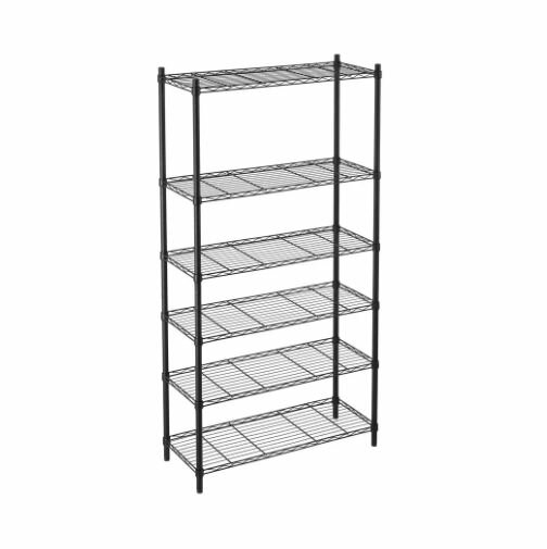 Стеллаж сетчатый 6 полок 90x180x35 см металл цвет черный нагрузка на полку 50 кг
