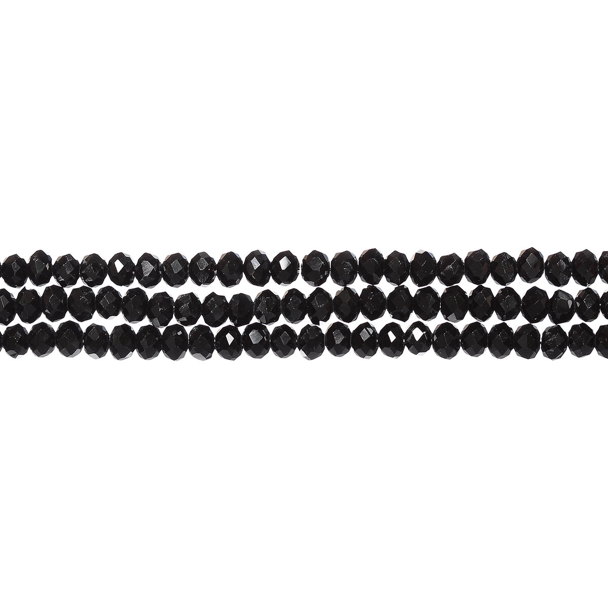 Бусины стеклянные, 4х3.5мм, граненые, рондели, черные, 140 шт, низка