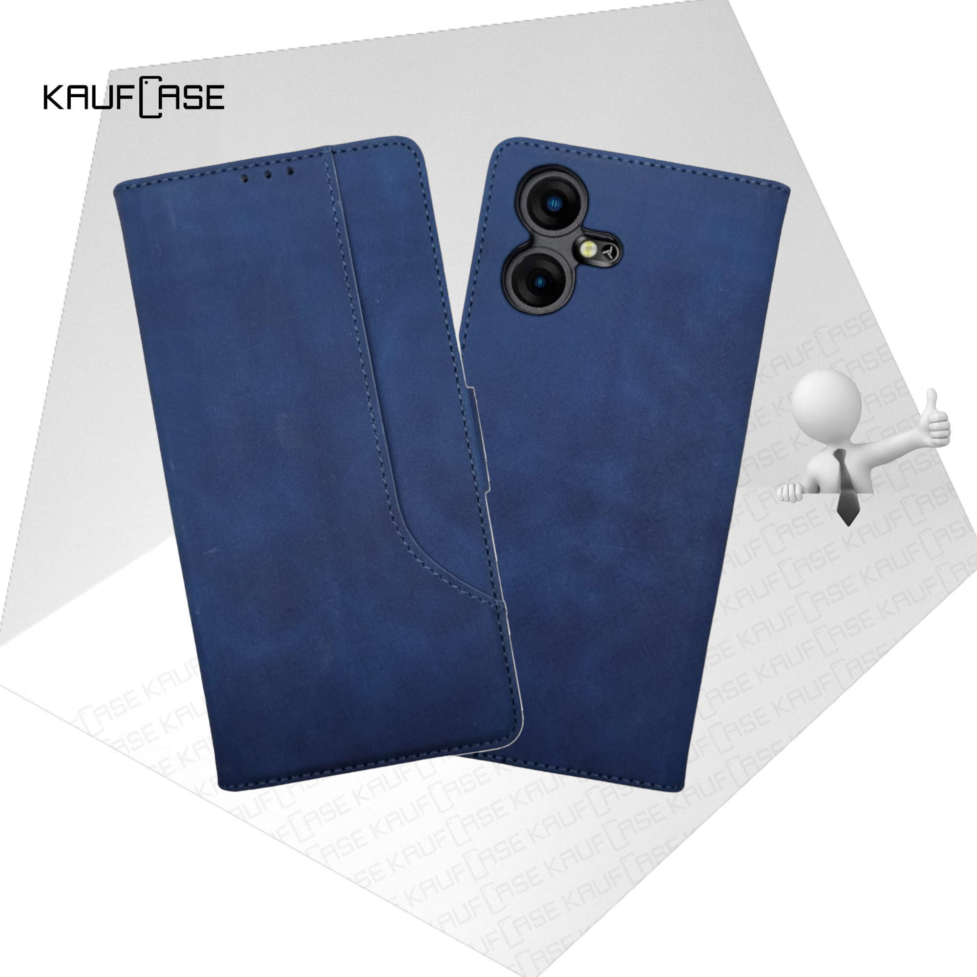 Чехол книжка с карманом кошельком для вашего смартфона Tecno Pova Neo 3 (LH6n) (6.82"), темно-синий. Матовая текстура под кожу, дополнительный карман на крышке чехла, отделения для карт и купюр
