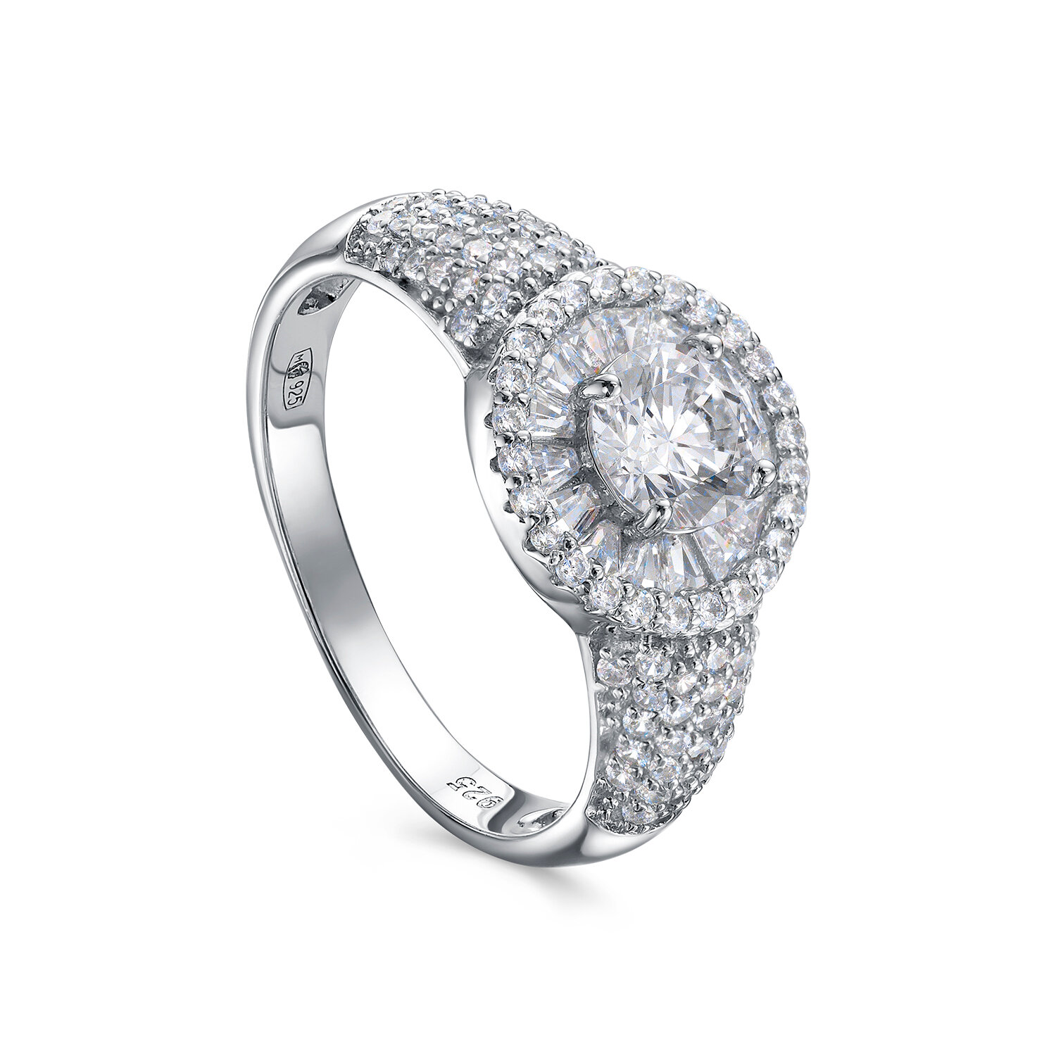 Кольцо тонкое, серебро, 925 проба, фианит