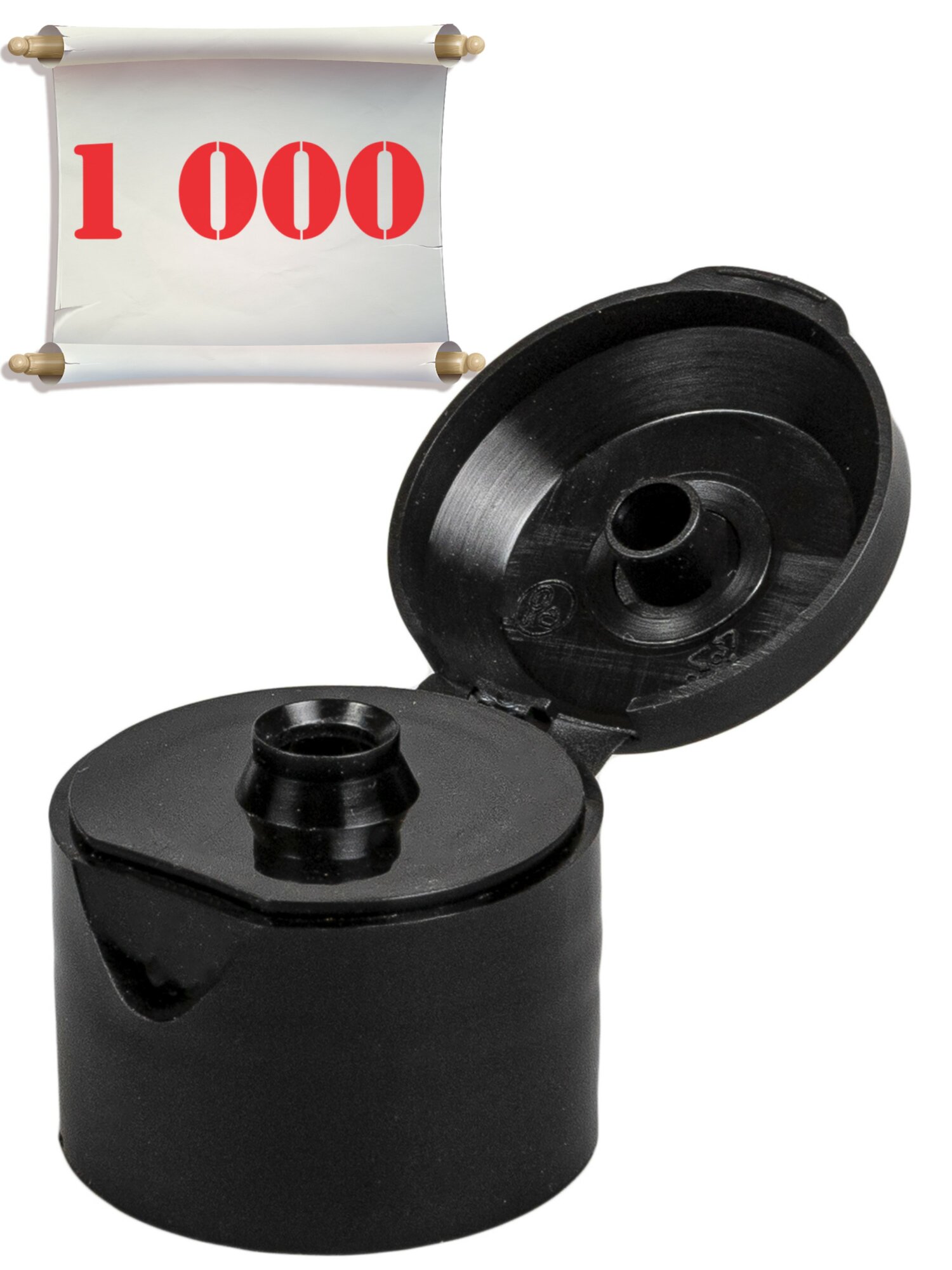 Крышка Флип-топ Чёрная. диаметром 28мм. Комплект 1000шт. + 1 в подарок.