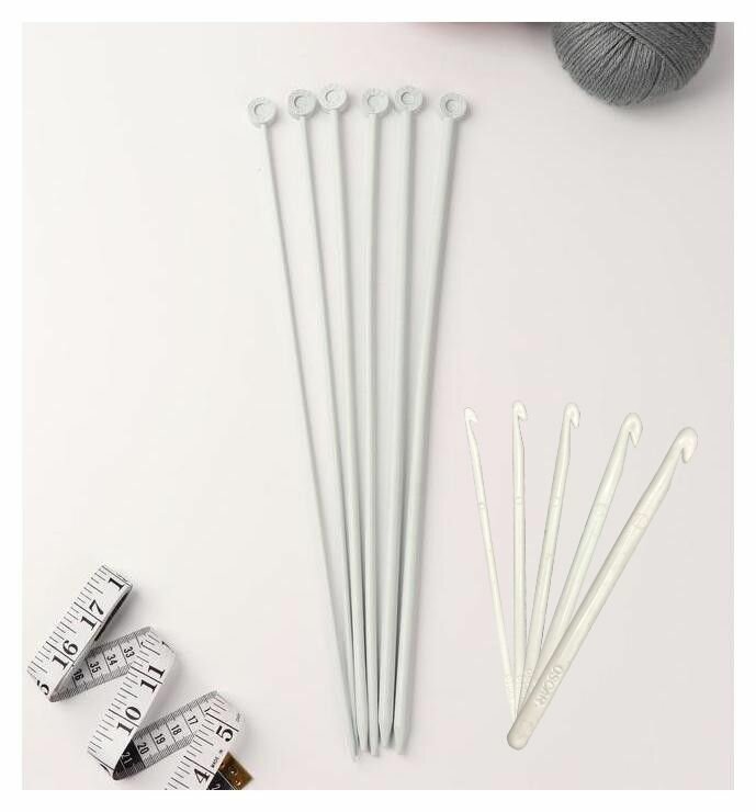 Набор спиц и крючков для вязания/ спицы вязальные длина 35 см, диаметр 4 мм, 6мм, 8мм/ крючки длина 14 см, диаметр 4мм, 6 мм, 8 мм