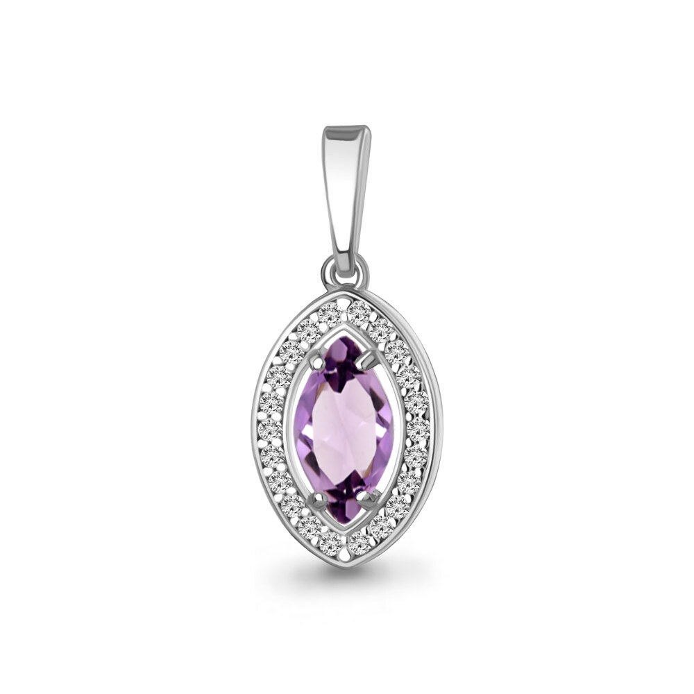 Подвеска, серебро, 925 проба, родирование, аметист, фианит