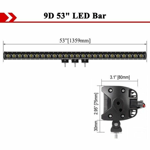 Светодиодная балка (панель) 9D LED Bar 240W CREE, CW6000K, крепление в комплекте, DC9-30V spot