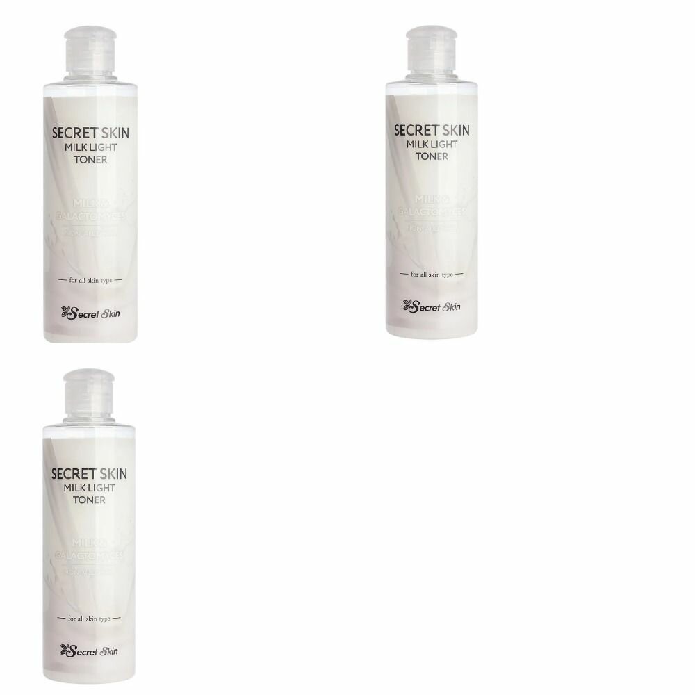 Secret Skin, Тонер для лица с молочными протеинами Milk Light, 250 мл, 3 шт