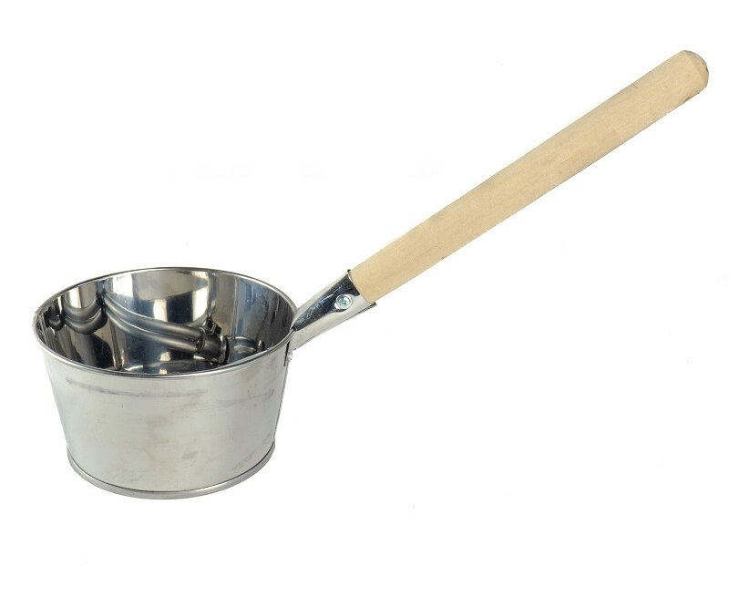 Ковш для бани и сауны, нержавеющая сталь, деревянная ручка, 1,5л