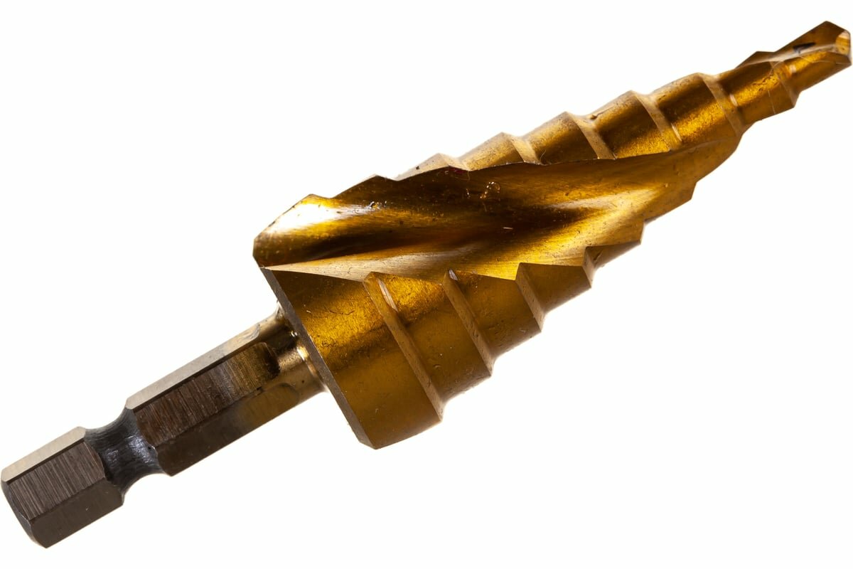 Сверло ступенчатое по металлу спиральный профиль от 4 до 20мм 6-гранный хв. MATRIX