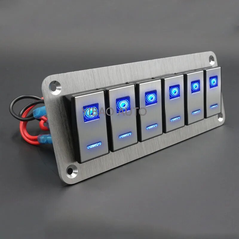 Универсальная панель кулисного переключателя для грузовика, автомобиля, лодки, 8Gang, 6 gang silver