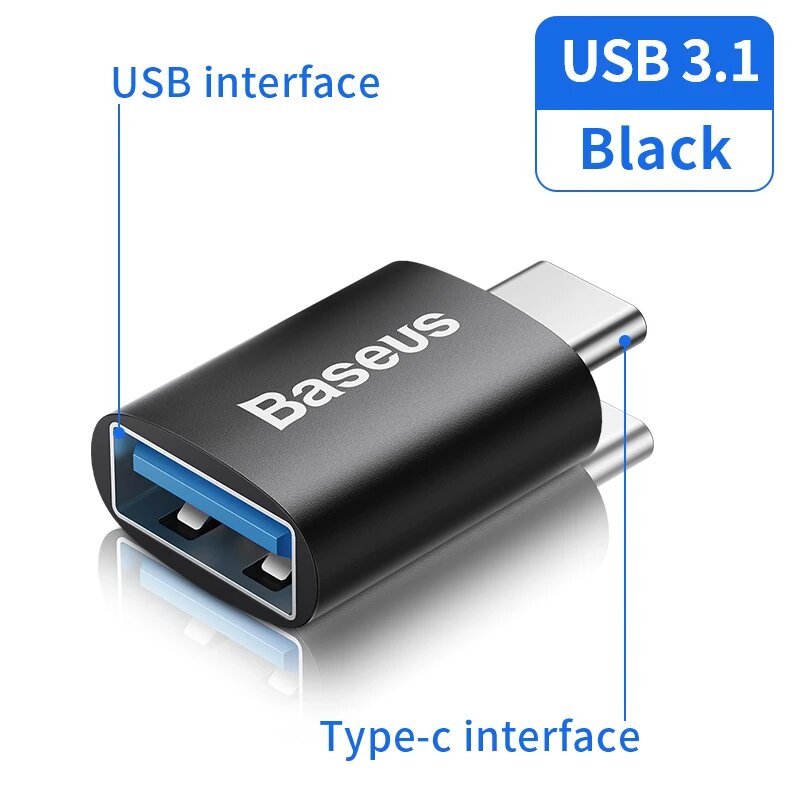 Адаптер Baseus USB 3,1 OTG Type C к USB переходник мама конвертер для Macbook USB 3.1 TypeC to USB