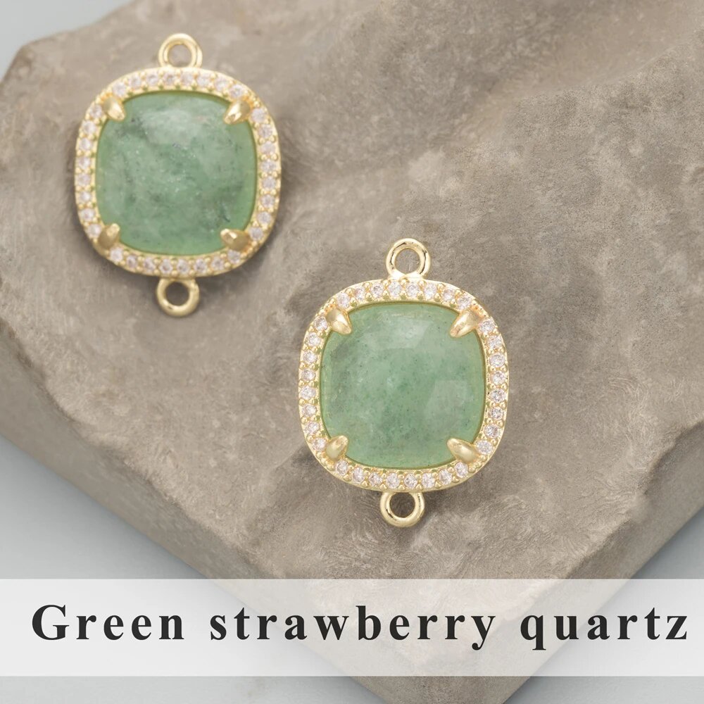 Подвески из зеленого кварца "Strawberry Quartz" 4шт