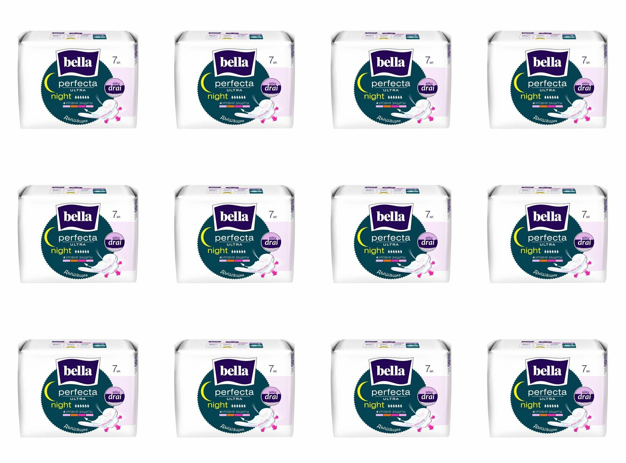 Белла Прокладки супертонкие Perfecta ultra night silky drai, 7 штук в упаковке, 12 уп/