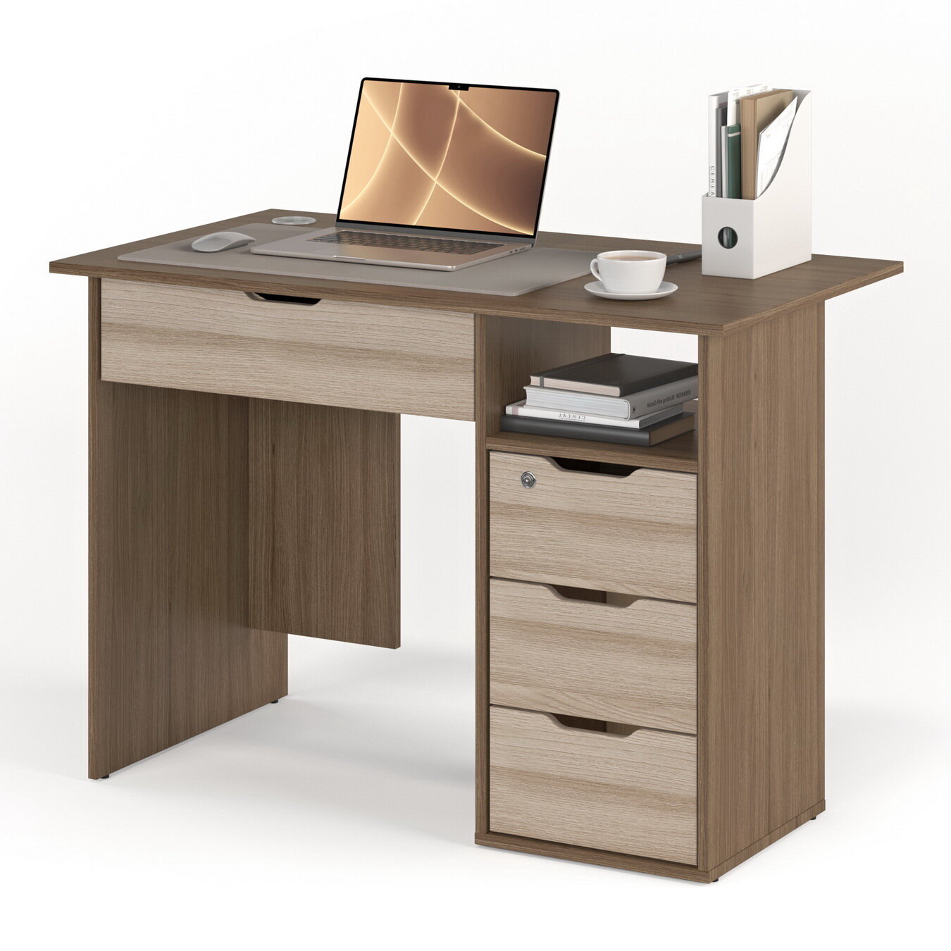 Стол письменный БАНГА-63-Я правый Ясень темный - Ясень светлый