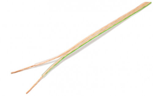 Кабель акустический Power Cube , 2*0,5, Hi-Fi 100M, прозрачный, с зел. пол. на катушке, медные жилы