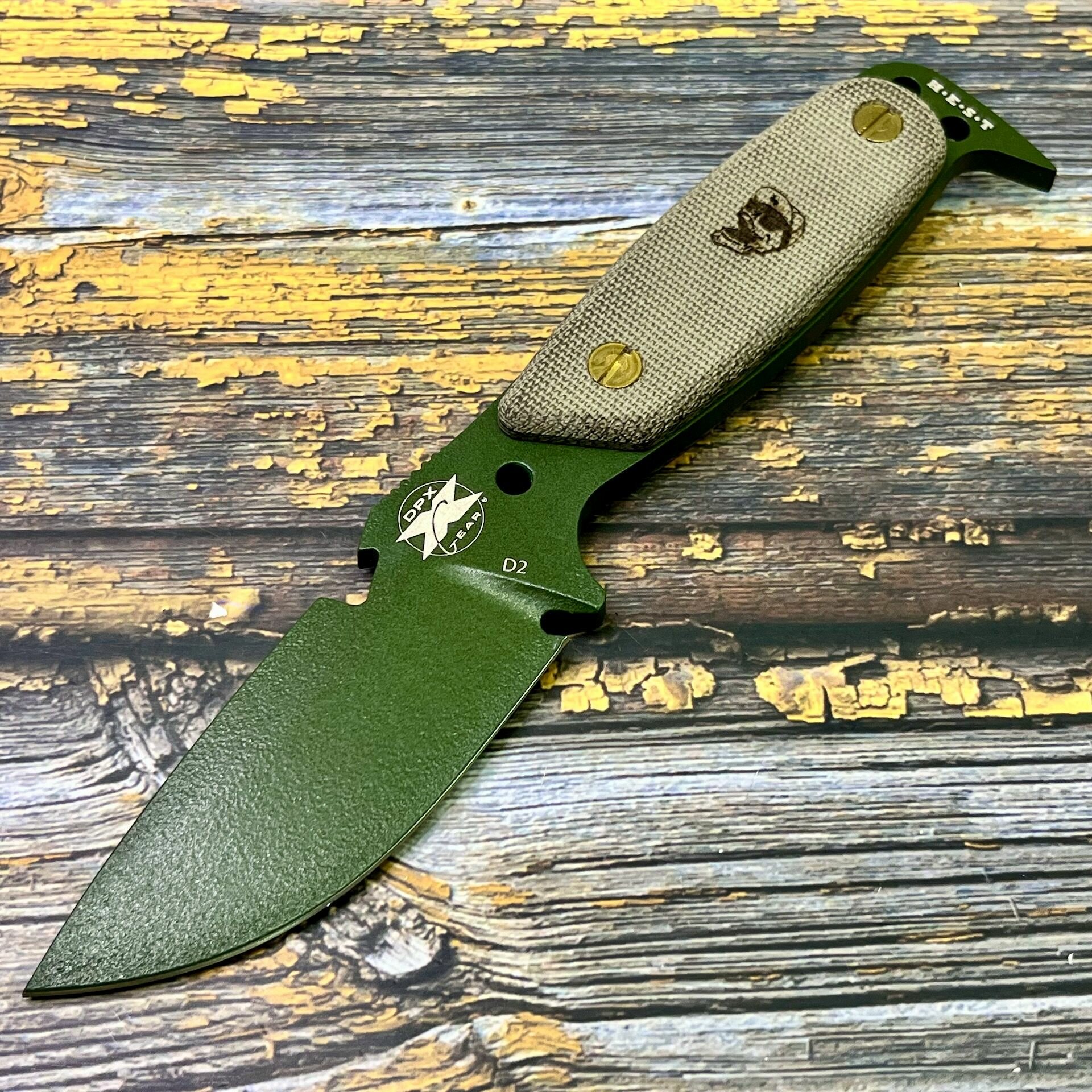 Нож DPx Gear HSX114 HEST Fixed Blade, Green Micarta Handle
