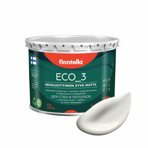 Краска интерьерная глубокоматовая ECO_3 wash and clean FINNTELLA моющаяся, цвет MAITO, 2,7л