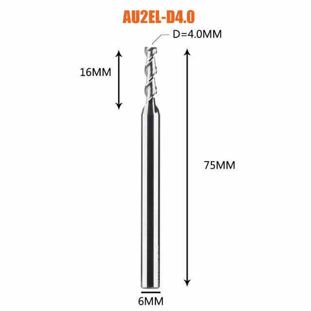 Dreanique длинная двухзаходная фреза по алюминию для чпу (4х16х75х6 Z2) AU2EL-D4.0-H6 39817