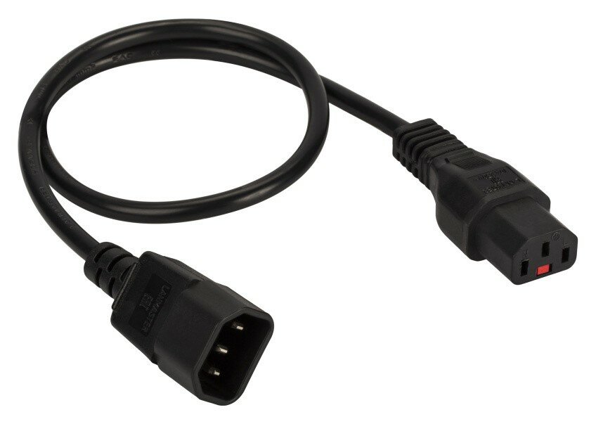 Кабель Lanmaster LAN-PP13L/14-1.0-BK C13-С14 проводник:3x0.75мм2 1м 220В (упак:1шт) черный