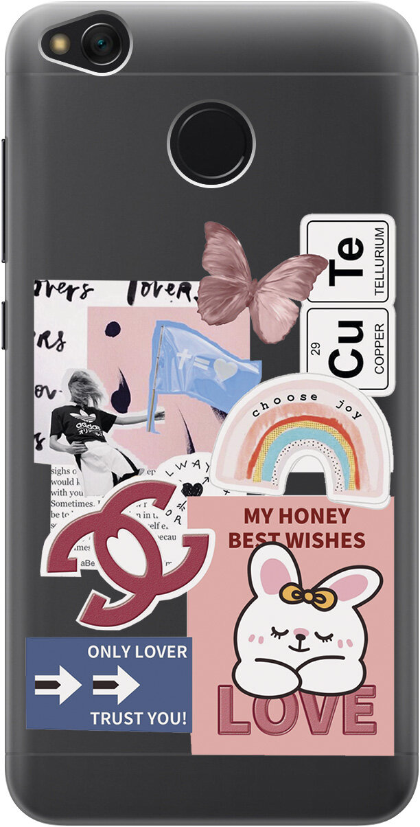 Силиконовый чехол с принтом Cute Stickers для Xiaomi Redmi 4X / Сяоми Редми 4Х