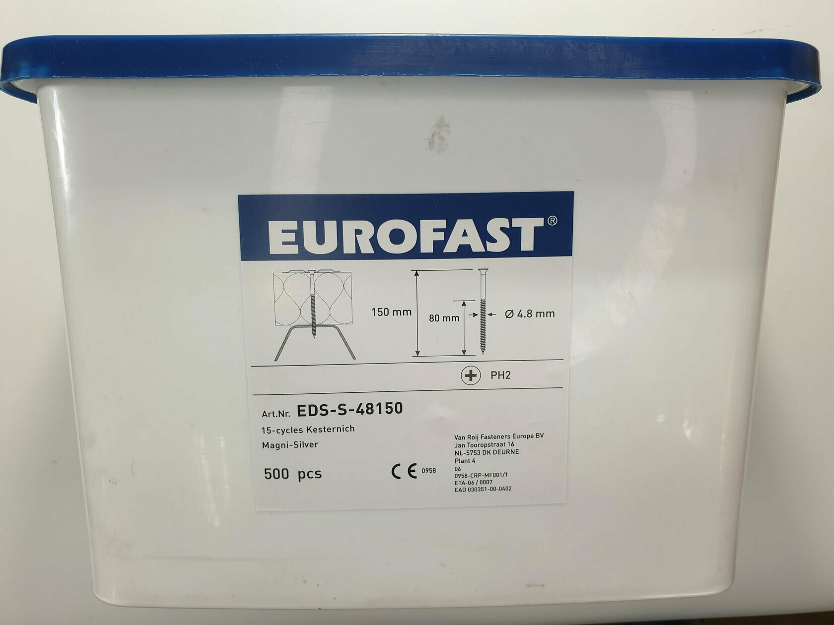 Саморез для сэндвич панелей шлиц РН 4.8x220 (500pcs) EUROFAST, Германия