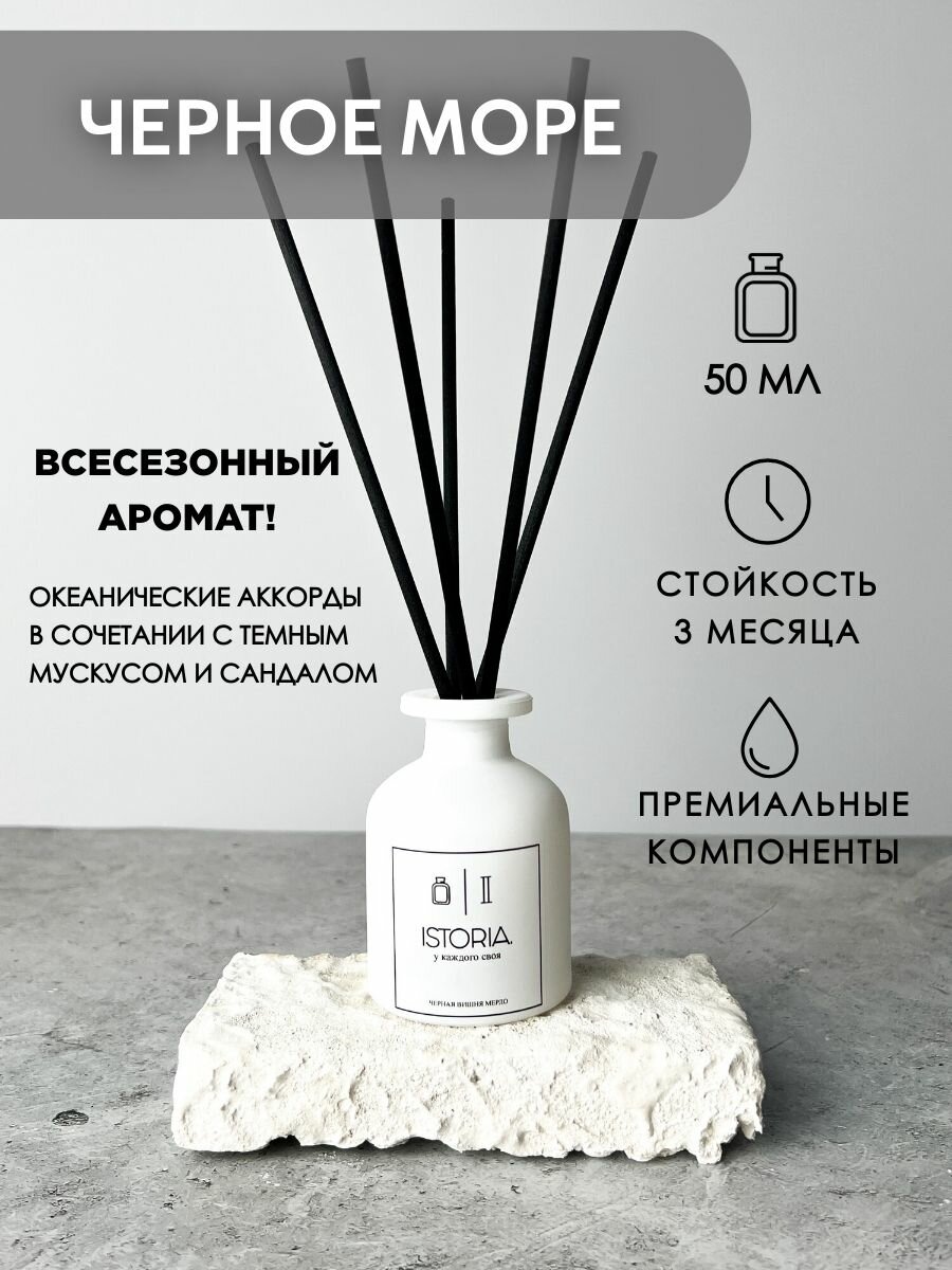 Аромадиффузор для дома. Ароматизатор. Парфюм для дома. Освежитель. Диффузор с палочками. Чёрное море 50мл