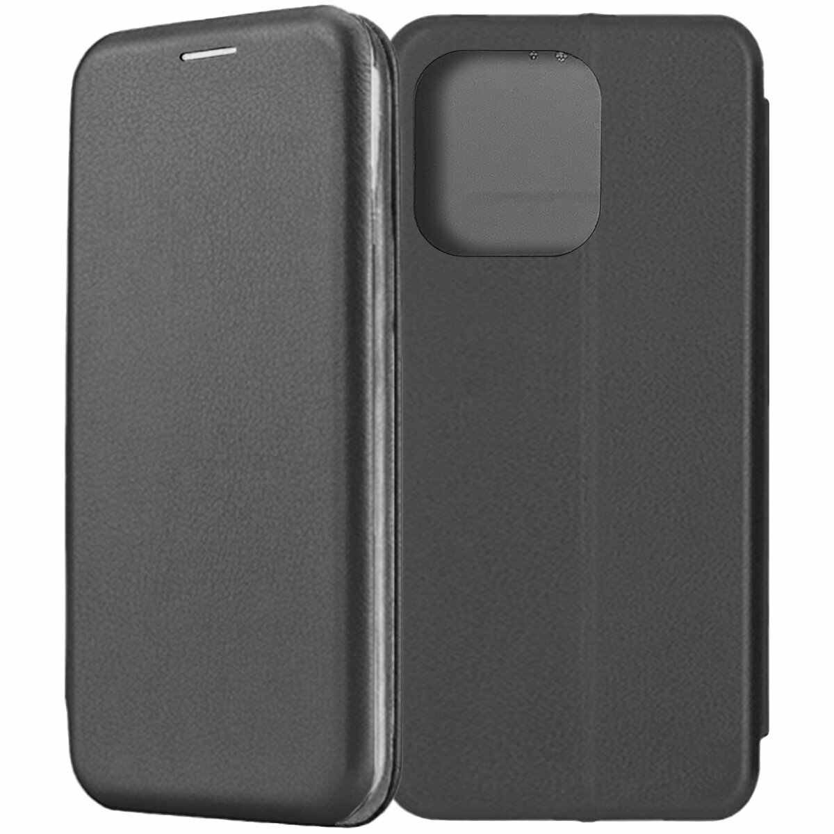 Чехол-книжка для Redmi Note 13 4G черный / подставка, отделение для карт
