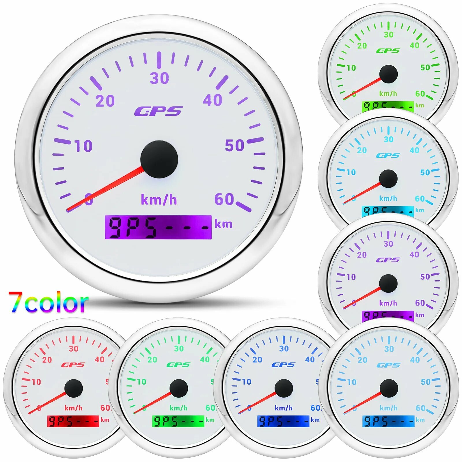 GPS-спидометр 85 Мм, 0-200 Км/ч, С 7-цветной Подсветкой, Водонепроницаемый, Для Мотоциклов, 60kmh WS