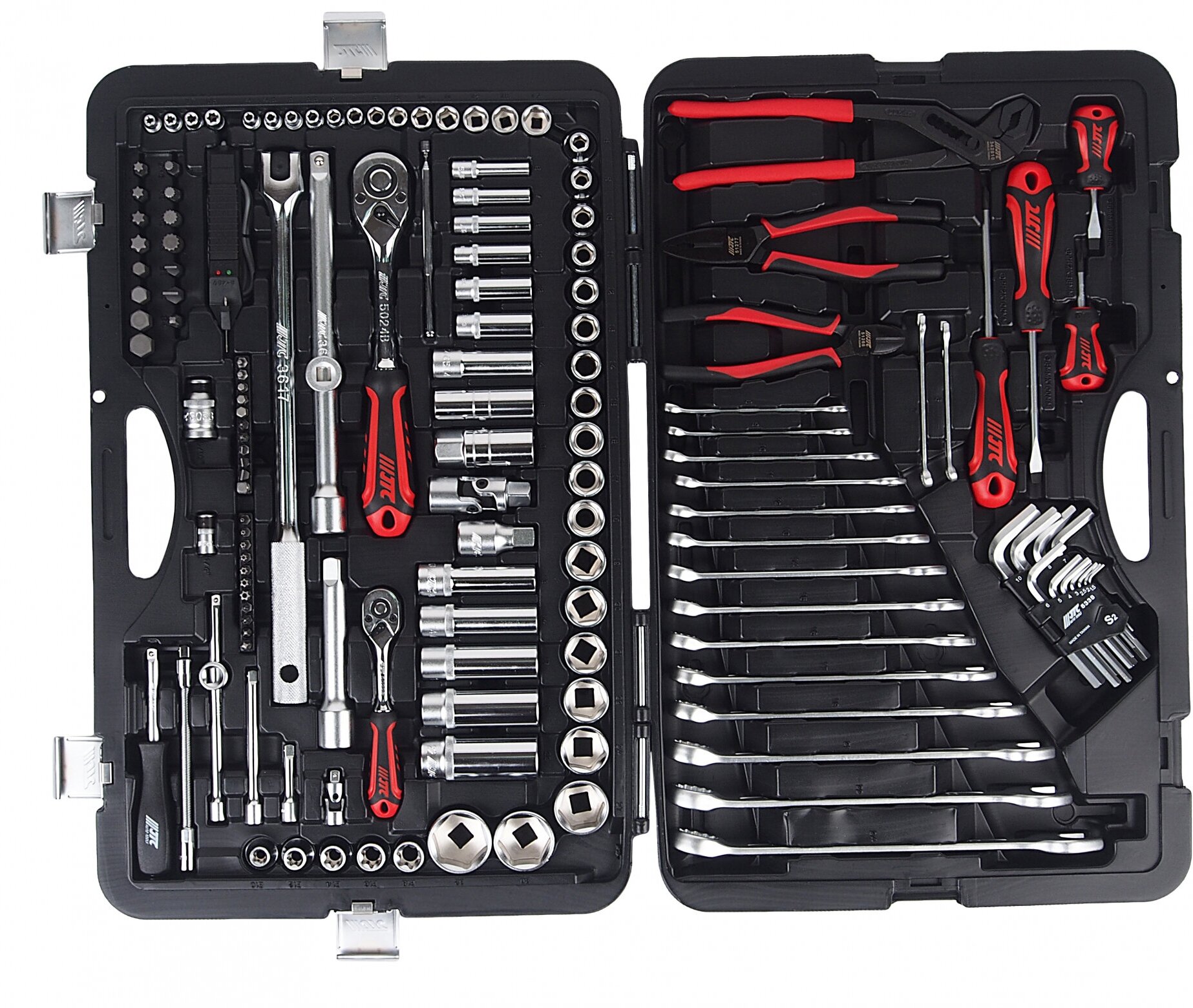 Набор инструментов 145 предметов слесарно-монтажный 1/4",1/2" 6-ти гранных в кейсе, JTC JTC-H145C (1 шт.)