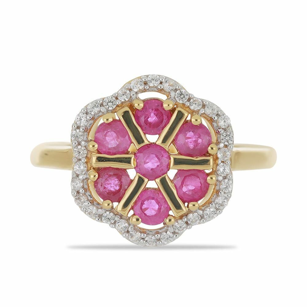 Кольцо, серебро, 925 проба, циркон, рубин