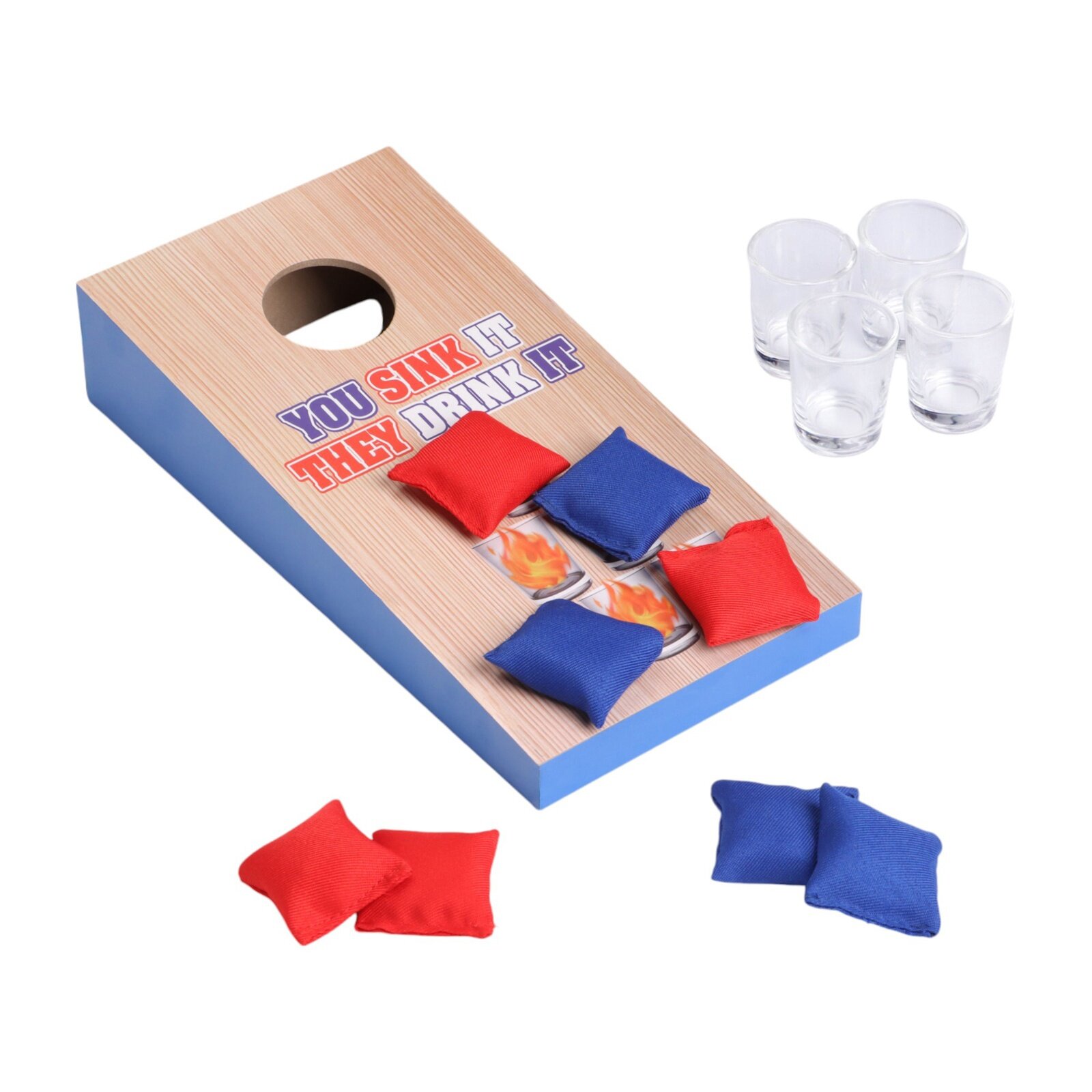 Настольная игра Корнхол алкогольная, 8 подушек, 4 стопки, поле 25.2 х 12.5 х 6 см