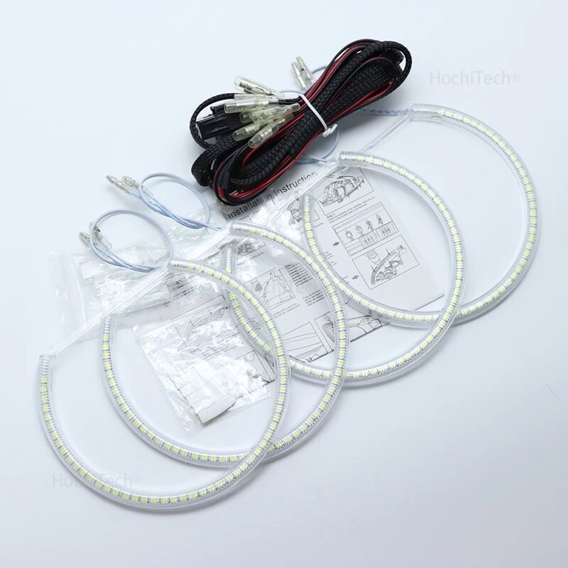 Для BMW 3 5 7 серии E36 E38 E39 E46 M3 проектор ультра яркий SMD белый фотоэлемент глаза ангела 12 В Комплект колец дневной фотоэлемент мм x 4 with line